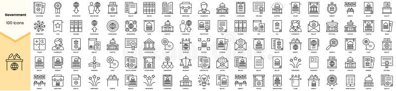 Set of Government Icons. Simple Line Art Style Icons Pack Stock Vector ...