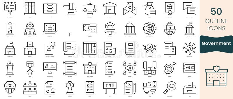 Set of Government Icons. Thin Linear Style Icons Pack Stock Vector ...