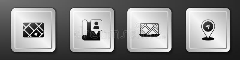 Set Gps Device with Map, Folded Location Marker, City Navigation and ...