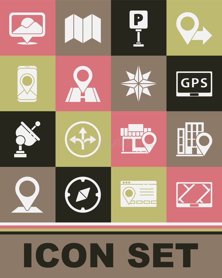 Set Gps Device with Map, Location House, Parking, City Navigation, and ... Set Gps Device with Map, Location House, Parking, City Navigation, and ...