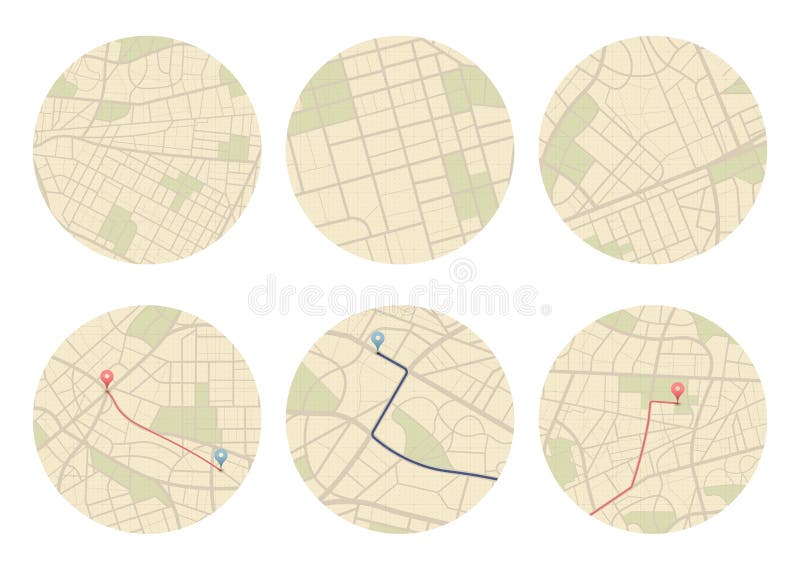 Set of Gps Map Navigation. View from Above Road Map. Detailed View of ...