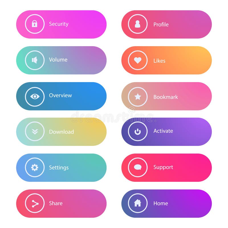 Set of Gradient Action Button Modern Style on White Background Stock ... Set of Gradient Action Button Modern Style on White Background Stock ...