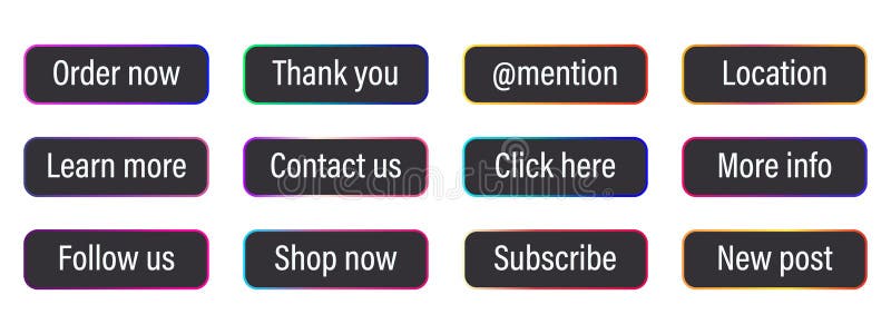 Set of Gradient Action Button. Modern Vector Elements for Website Design. Stock Illustration ...