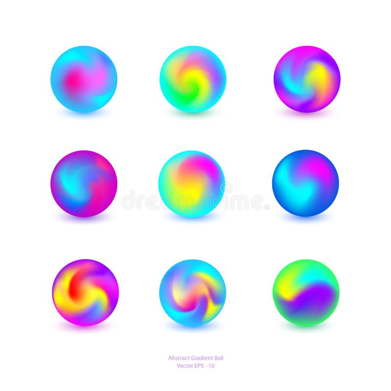 Neon Ball .Set of Gradient Balls.Bright Multi-colored Buttons. Stock ...