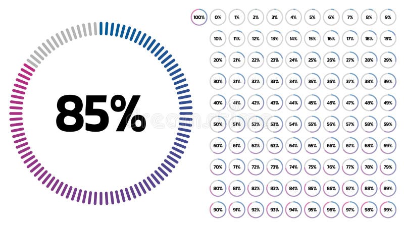 Set of Gradient Circle Percentage Diagrams from 0 To 100 for Web Design ...