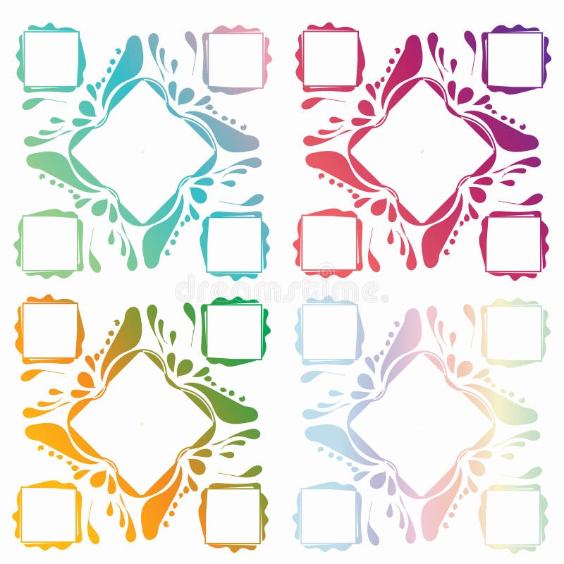 Set with Gradient Frames. Beautiful Colors and Shapes of Frames. for ...