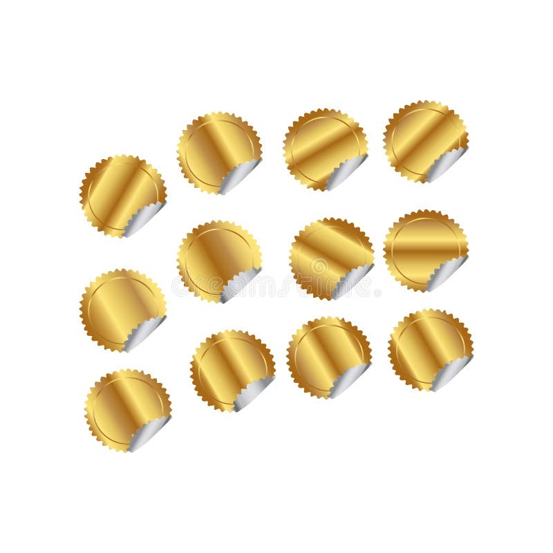 Set of Gradient Gold Folded Sticker Free Vector Illustration Stock ...