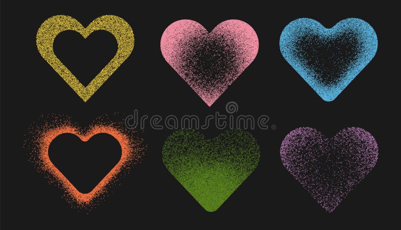 Set of Gradient Grain Color Heart Shape. Elements Multicolor Design on ...