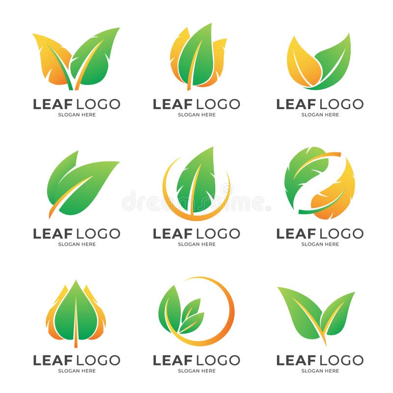 Set of Gradient Leaf Logo for Company Vector Stock Vector - Illustration of gradient, salad ...