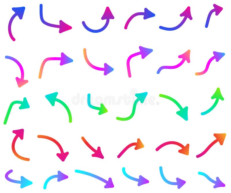 Set of Gradient Multicolored Isolated Arrows Stock Vector ...