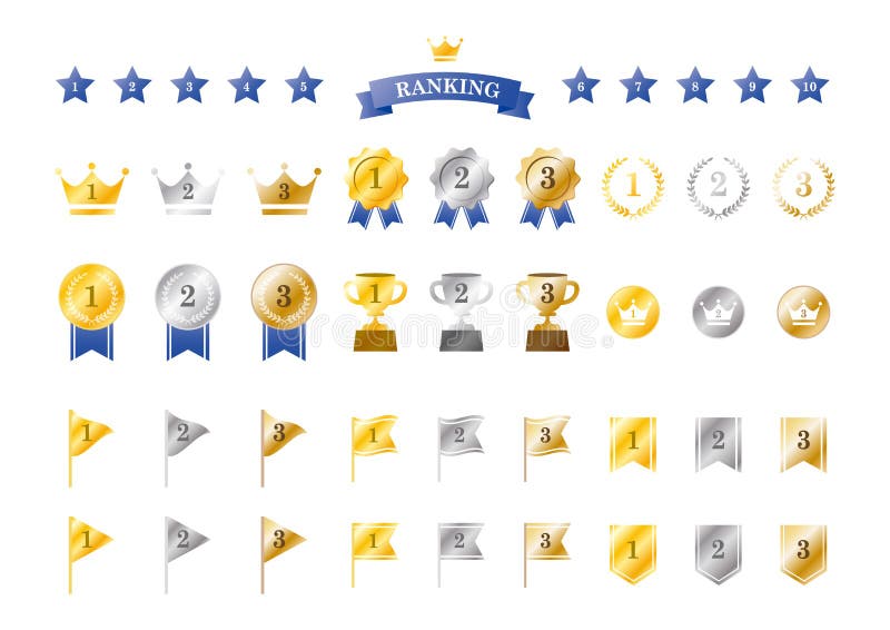 Set of Gradient Ranking Icons Stock Vector - Illustration of bronze ...