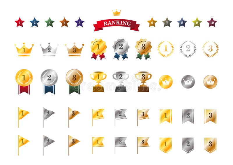 Set of Gradient Ranking Icons Stock Vector - Illustration of star ...