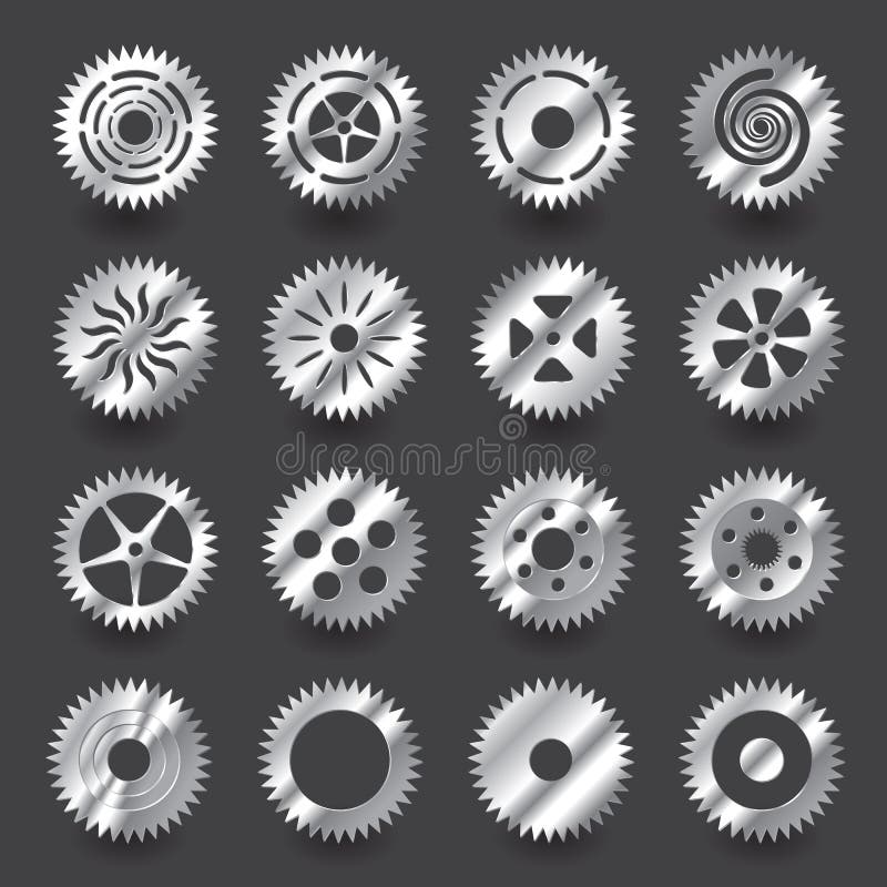 Set of Gradient Silver Gear for Info Graphic Design Stock Vector ...