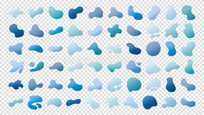 Set of Gradient Water Blob Shapes, Round Abstract Elements. Simple Water Blotch Shapes and Form ...