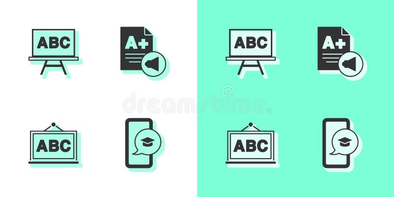 Set Graduation Cap on Mobile, Chalkboard, and Exam Sheet with a Plus ...