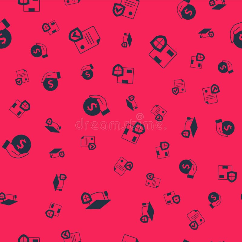 Set Graduation Cap with Shield, Contract, Money and Delivery Security ...