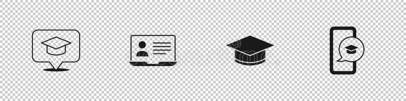 Set Graduation Cap in Speech Bubble, Online Class, and Mobile Icon ... Set Graduation Cap in Speech Bubble, Online Class, and Mobile Icon ...