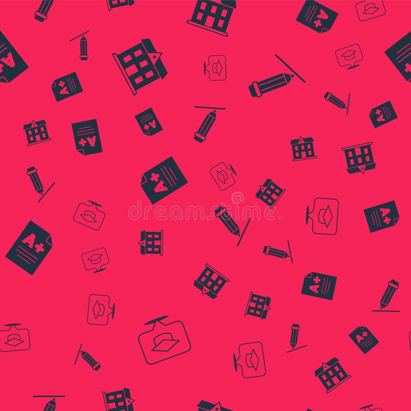 Set Graduation Cap in Speech Bubble, School Building, Exam Sheet with a ...