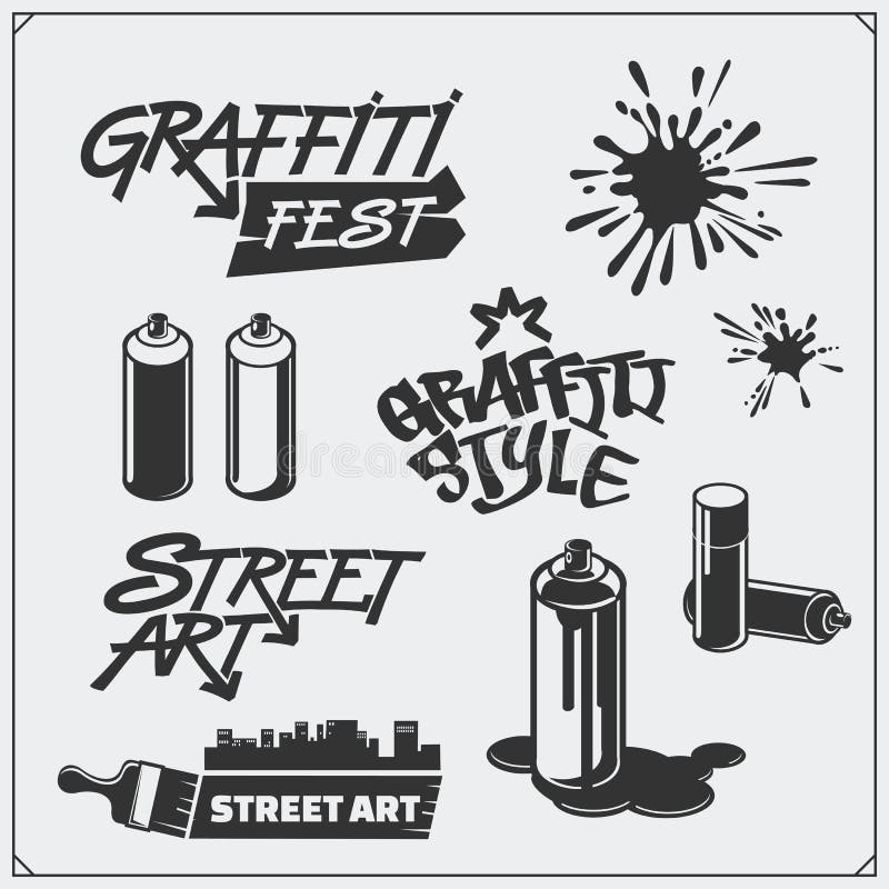 Set of Graffiti School and Street Art Labels, Badges, Emblems and ...
