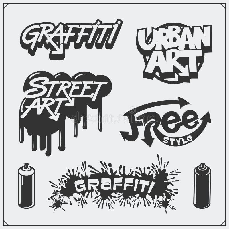 Set of Graffiti School and Street Art Labels, Badges, Emblems and ...