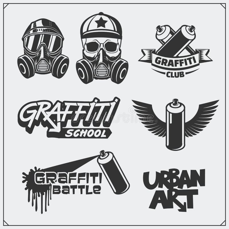 Set of Graffiti School and Street Art Labels, Badges, Emblems and ...