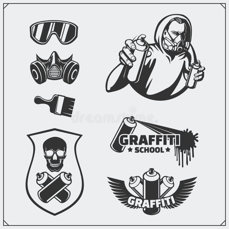 Set of Graffiti School and Street Art Labels, Badges, Emblems and ...