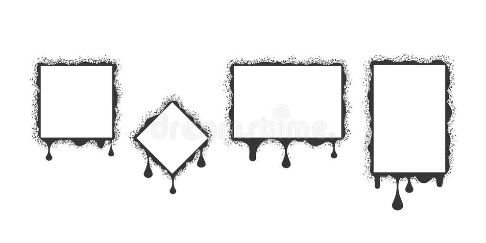 Set of Graffiti-style Vector Frames with Dripping Paint Effect, for ...