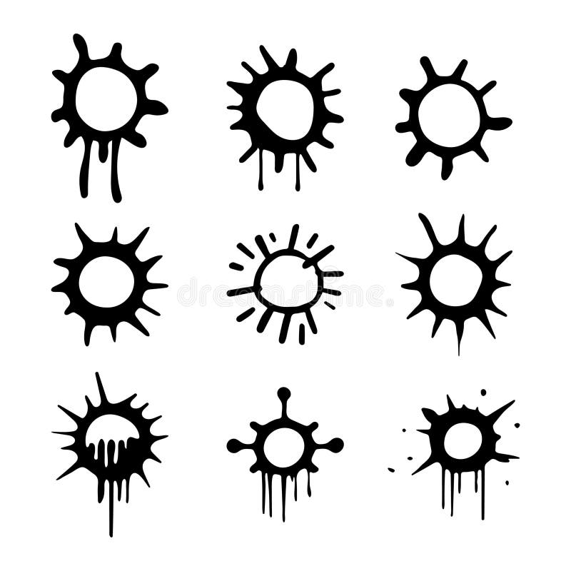 Set of Graffiti Sun Isolated on White Background. Stock Vector ...