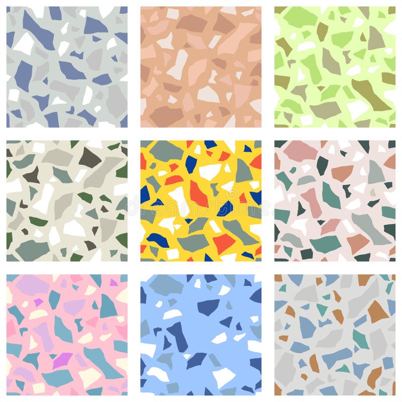 Vector Set of Granite Chip Stone Terrazzo Floor Texture. Abstract ...