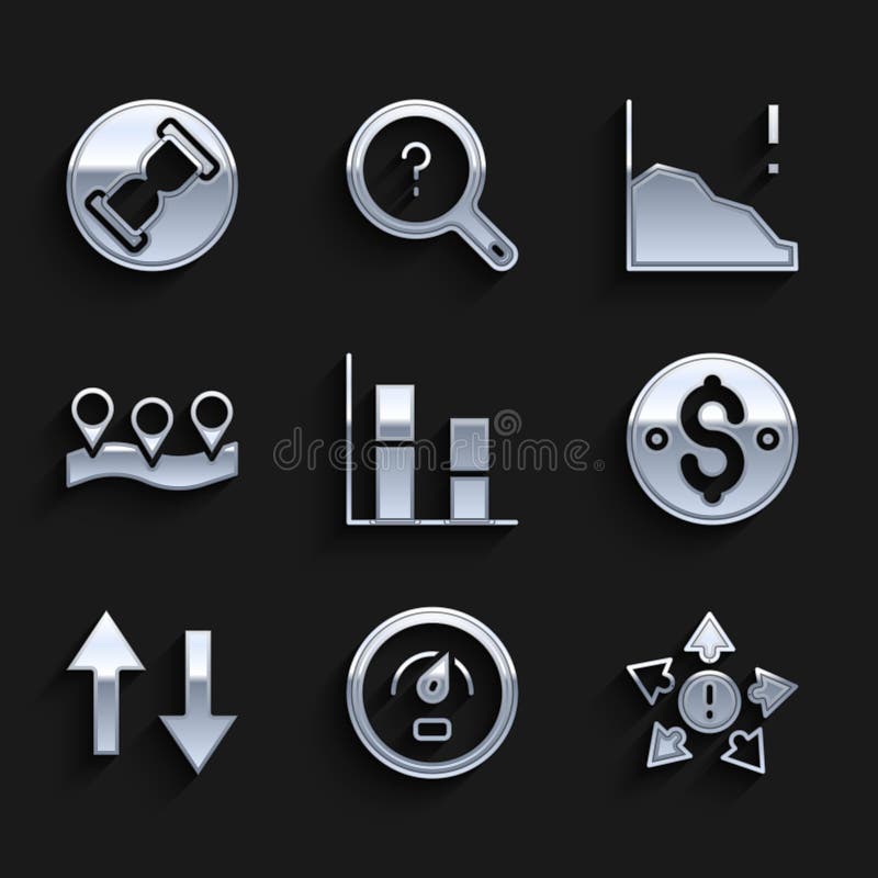 Set Graph, Chart, Diagram, Digital Speed Meter, Many Ways Directional ...