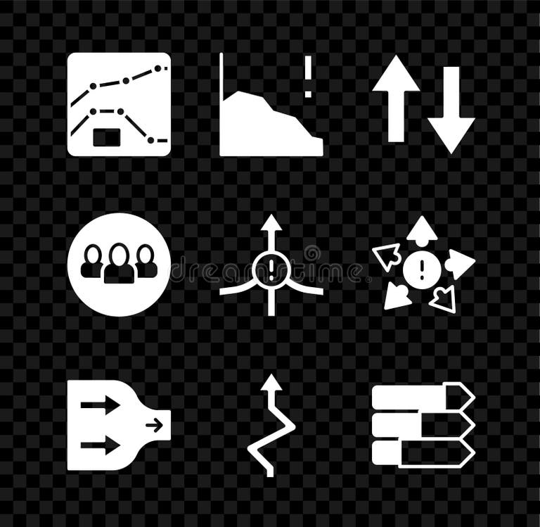 Set Graph, Chart, Diagram, Financial Growth Decrease, Arrow, Pie Infographic, Project Team Base ...