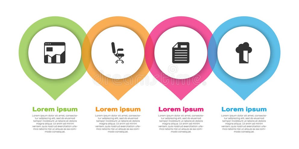 Set Graph Chart Infographic, Office Chair, File Document and Cloud ...