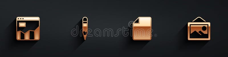 Set Graph Chart Infographic, Pencil, File Document and Picture ...