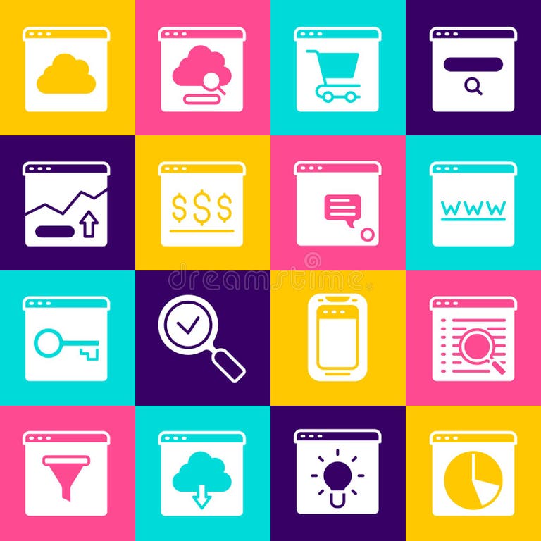 Set Graph Chart Infographic, Search Engine, Browser Window, Online Shopping on Screen, Financial ...