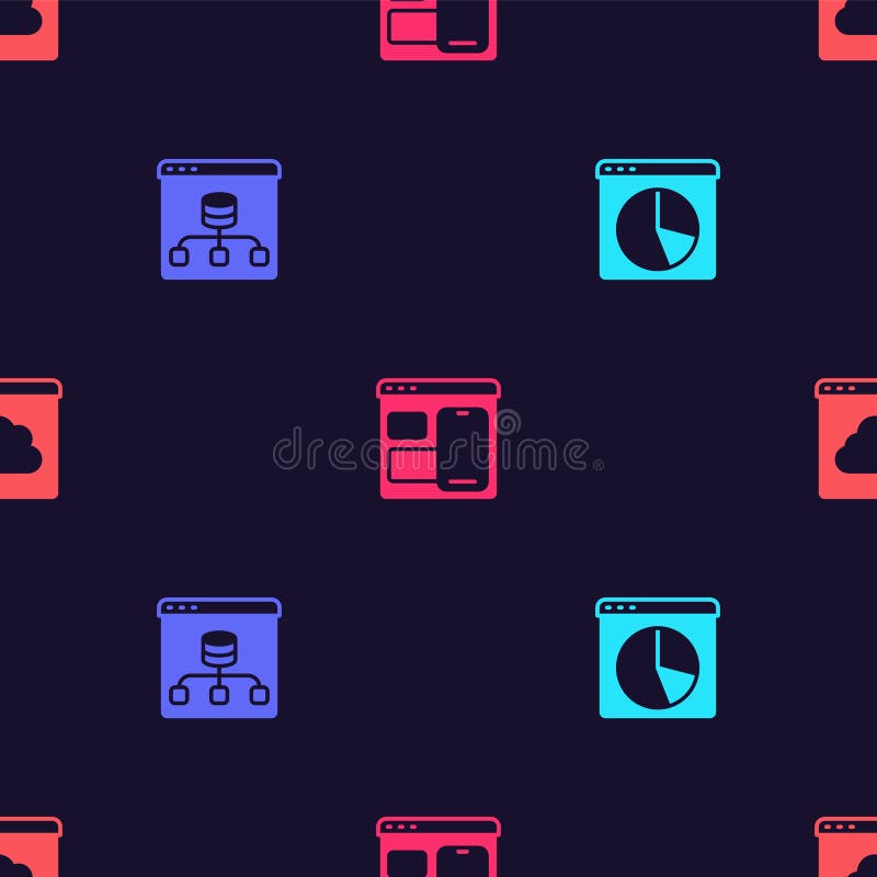 Set Graph Chart Infographic, Server, Data, Web Developer Programming Code and Cloud Technology ...