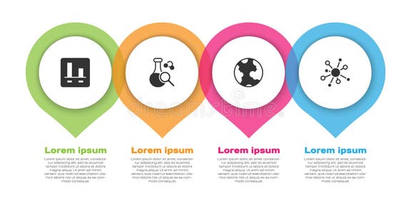 Set Graph Chart Infographic, Test Tube, Earth Globe and Molecule ...