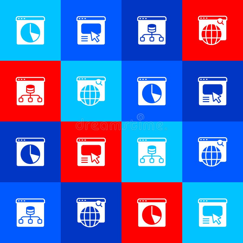 Set Graph Chart Infographic, UI or UX Design, Server, Data and Search Engine Icon. Vector Stock ...