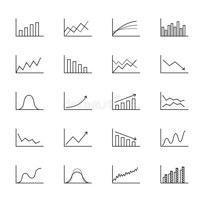 Set of Graph Diagram Icons. Growth and Decline, Vector Illustration ...