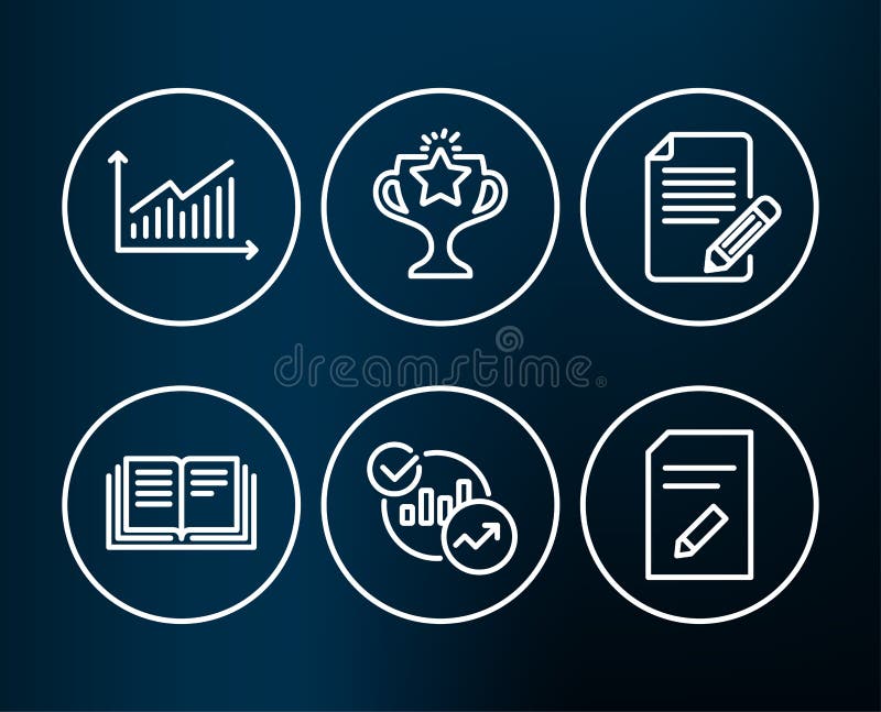 Graph, Education and Statistics Icons. Article, Victory and Edit ...