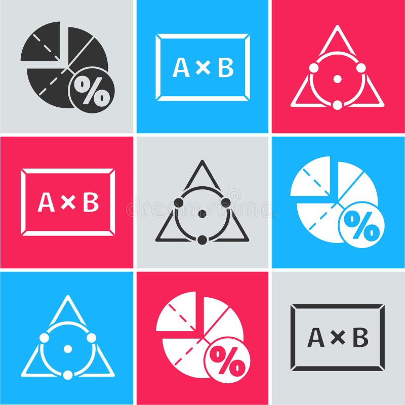 Set Graph, Schedule, Chart, Diagram, Chalkboard and Triangle Math Icon ...