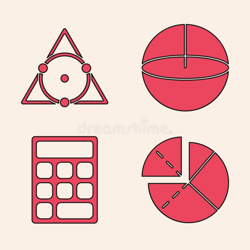 Set Graph, Schedule, Chart, Diagram, Triangle Math, Geometric Figure Sphere and Calculator Icon ...
