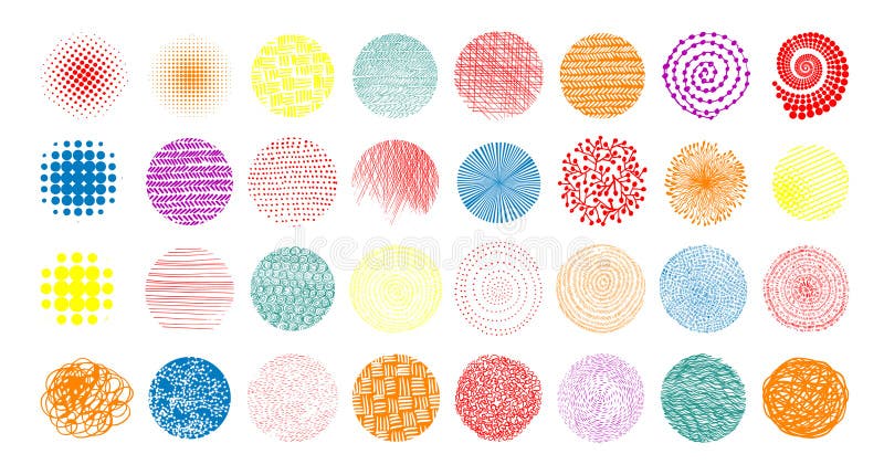 Set of Graphic Colored Abstract Circles Hand Drawn. Hand Drawing. Not ...