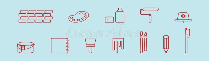 Set of Graphic Art Tools Cartoon Icon Design Template with Various ...
