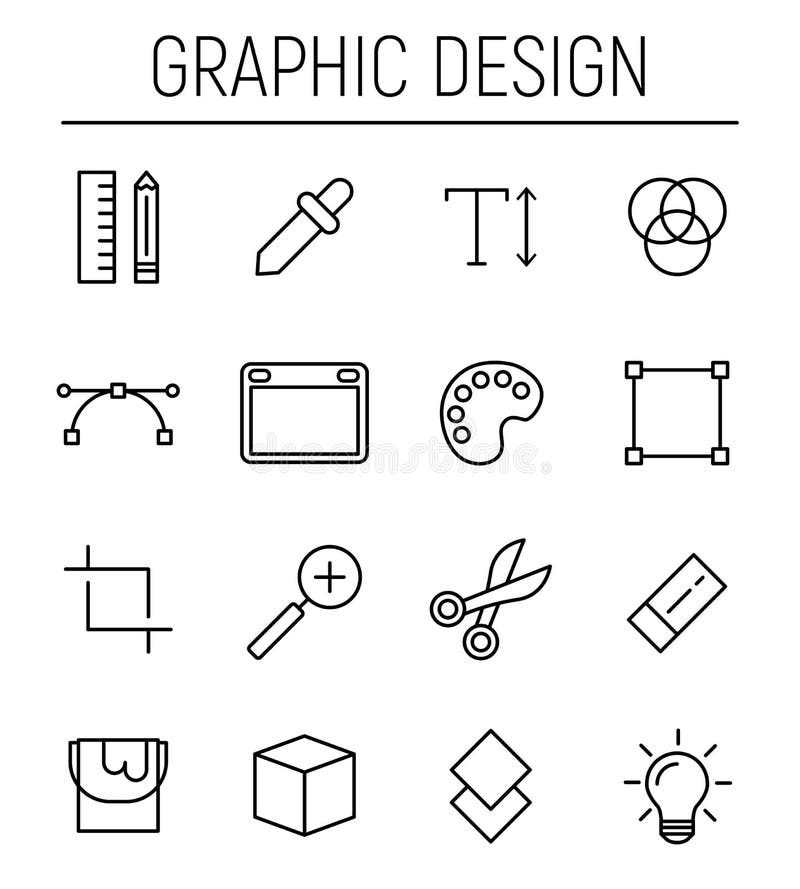 Set of Graphic Design in Modern Thin Line Style. Stock Vector ...