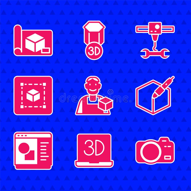 Set Graphic Designer, 3D Printer, Photo Camera, 3d Pen Tool, Software ...