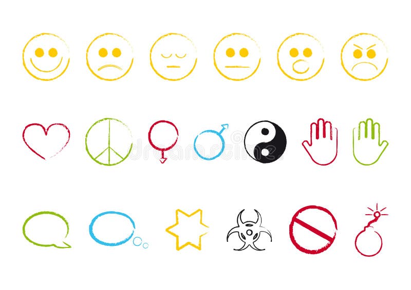 Set of Graphic Grunge Symbols Stock Vector - Illustration of blue ...