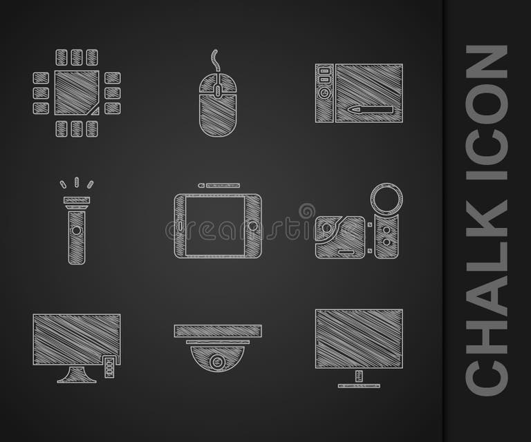 Set Graphic Tablet, Motion Sensor, Computer Monitor Screen, Cinema ...