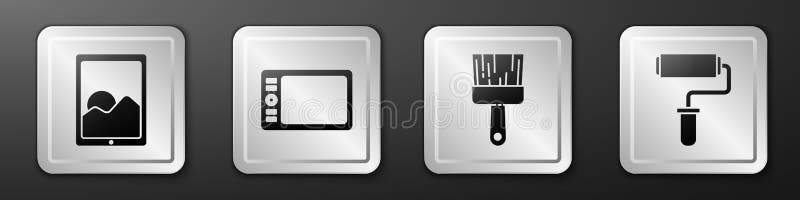 Set Graphic Tablet, Graphic Tablet, Paint Brush and Paint Roller Brush ...