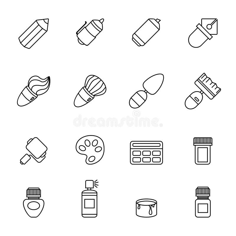 Set of Graphic Tool Icons, Outline Style. Stock Vector - Illustration ...