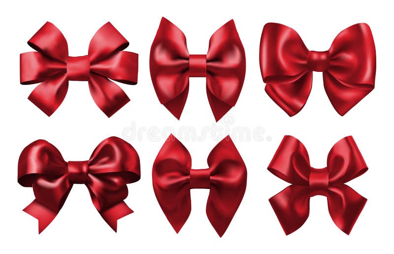 Set of Graphical Decorative Red Ribbon. Vector Icon Collection Gift ...